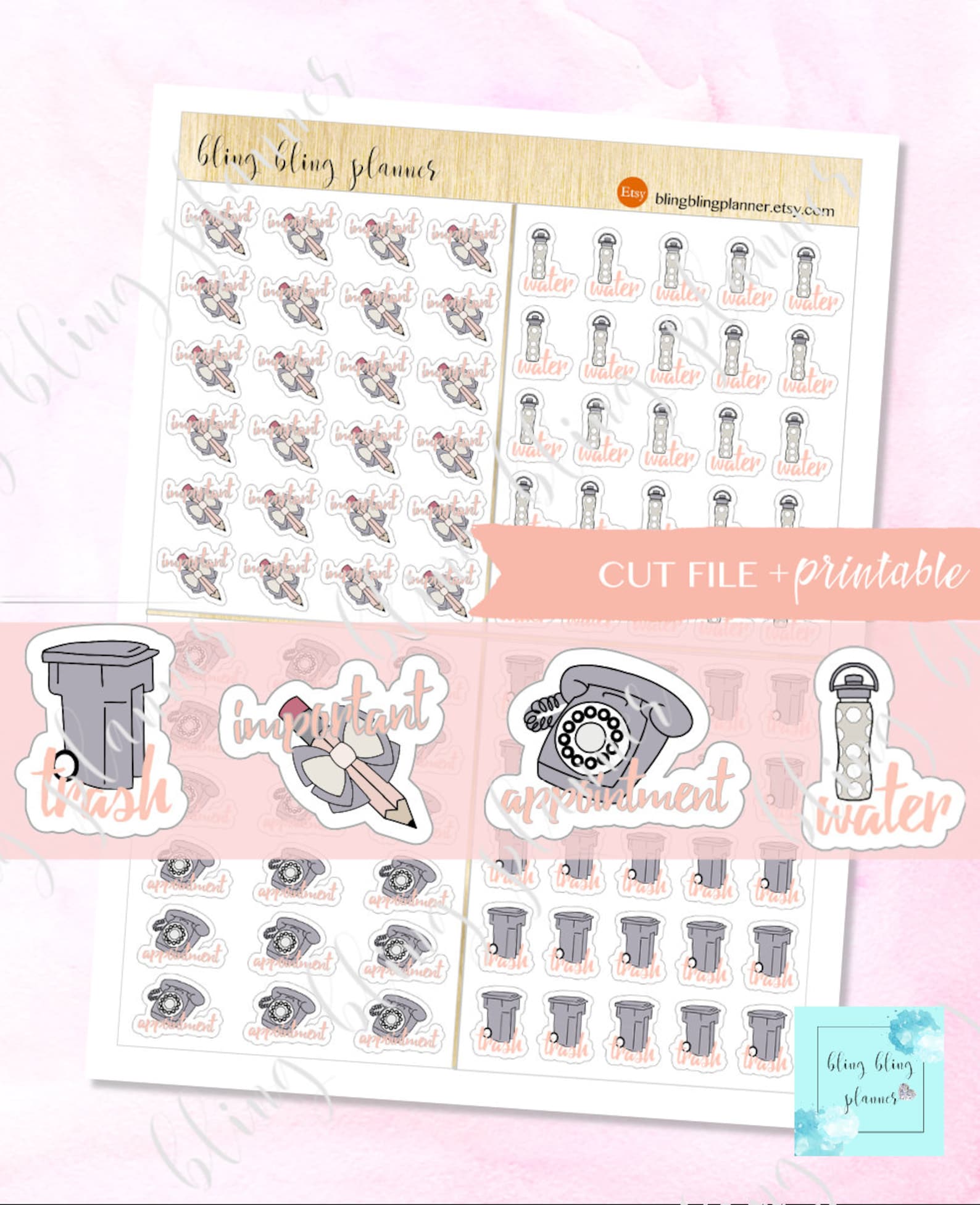 CUTE DAILY PLANNER Stickers Printable Functional Stickers - Etsy