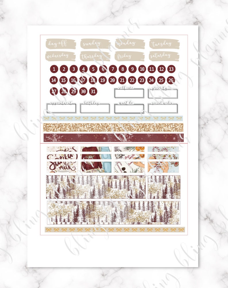 WINTER PLANNER STICKER Kit Winter Erin Condren Sticker Set - Etsy
