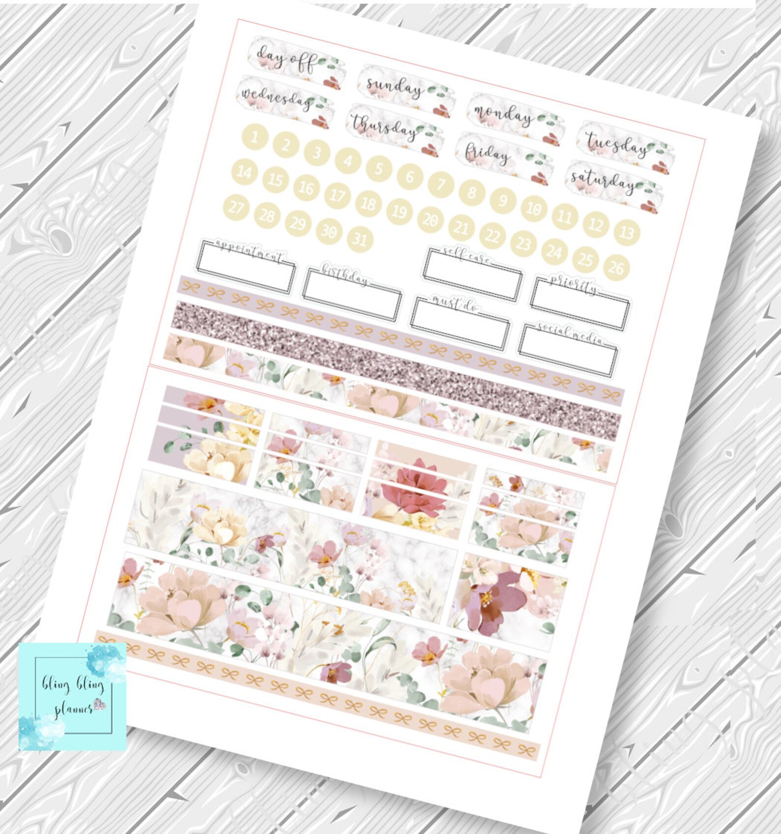 MAY MONTHLY PLANNER Kit Printable Flower Weekly Sticker Kit - Etsy