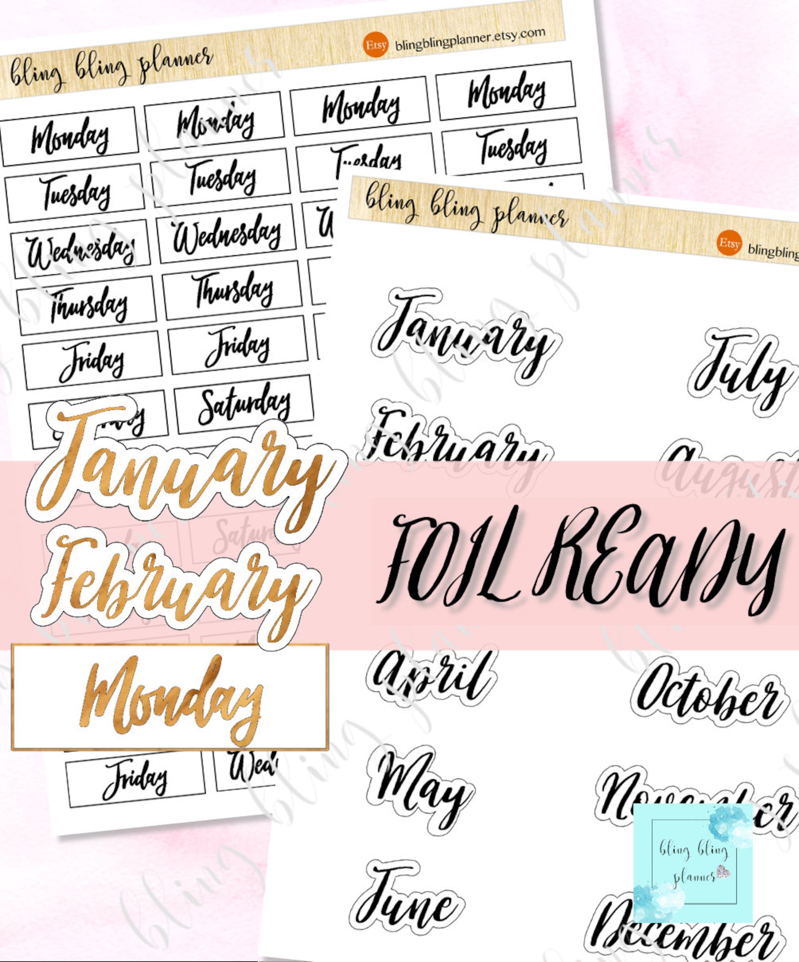FOIL READY DATE Stickers Foil Ready Printable Month Sticker - Etsy