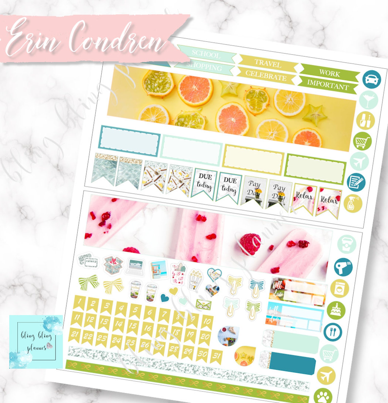 JULY MONTHLY VIEW Printable July Planner Kit Summer Monthly | Etsy