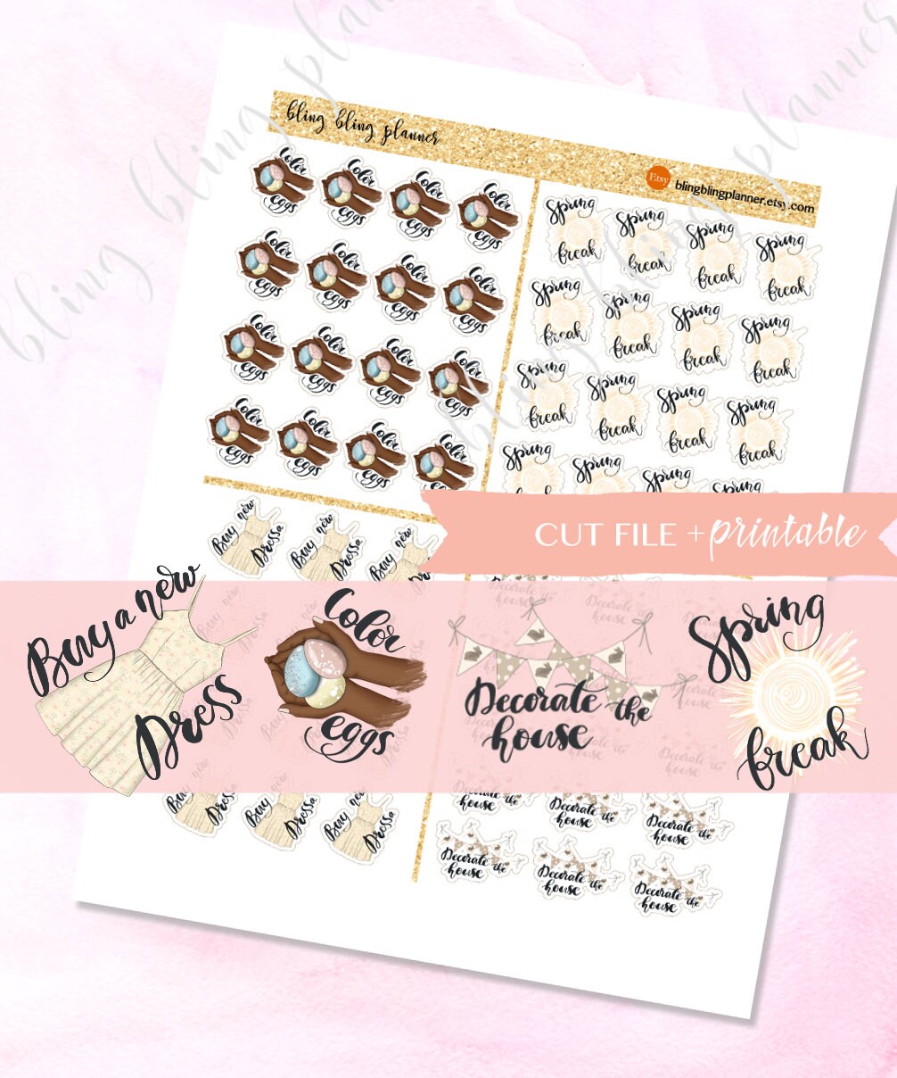 SPRING BUCKET LIST Stickers Printable Spring Bucket Stickers - Etsy