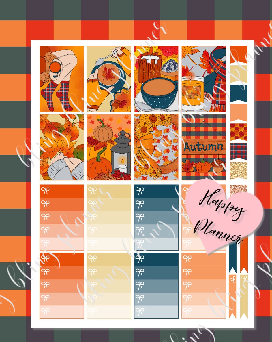 PRINTABLE Fall HAPPY PLANNER Stickers Printable Pumpkin | Etsy