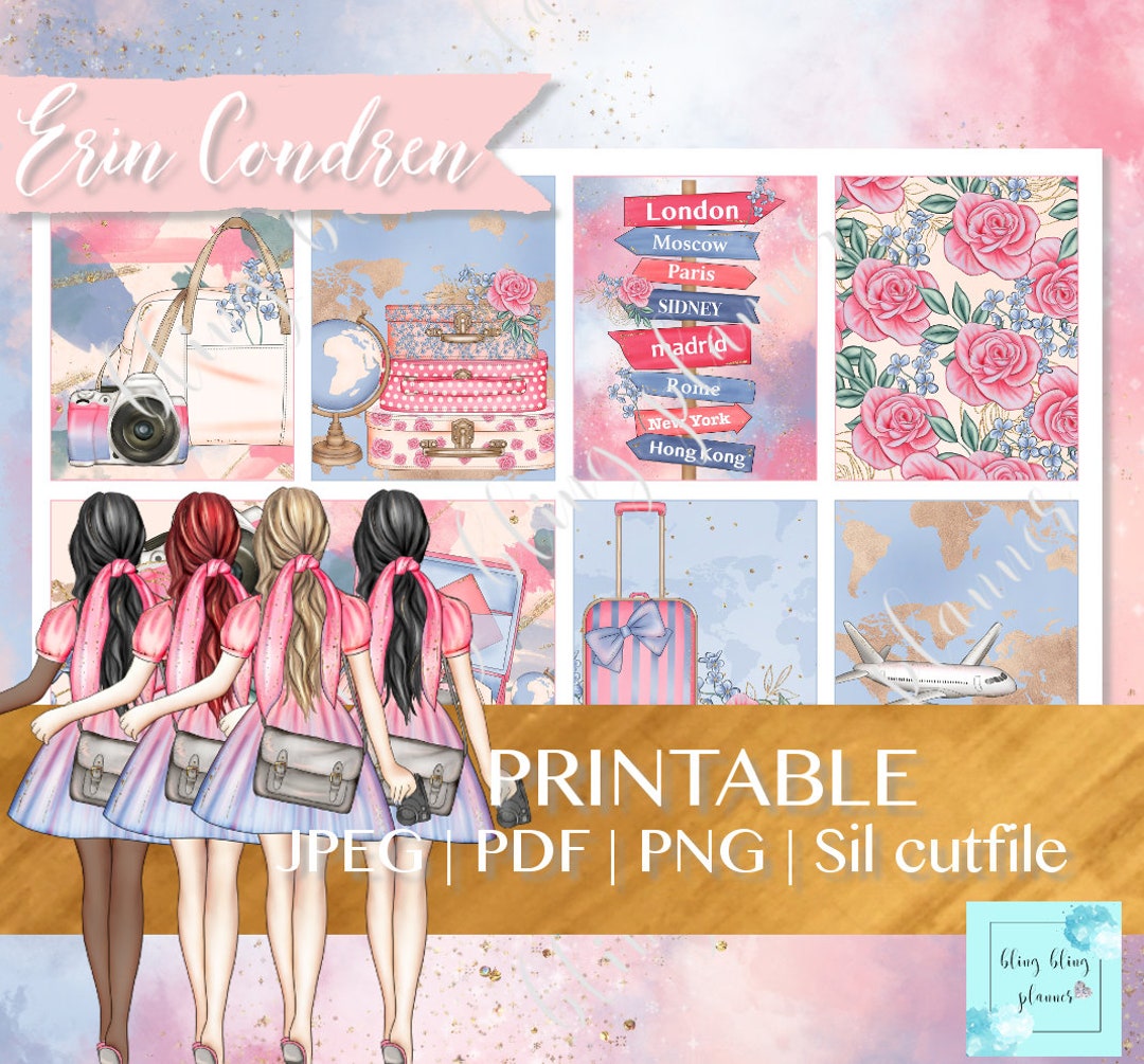 TRAVEL PLANNER STICKERS Printable, Vacation Planner Stickers, Printable ...