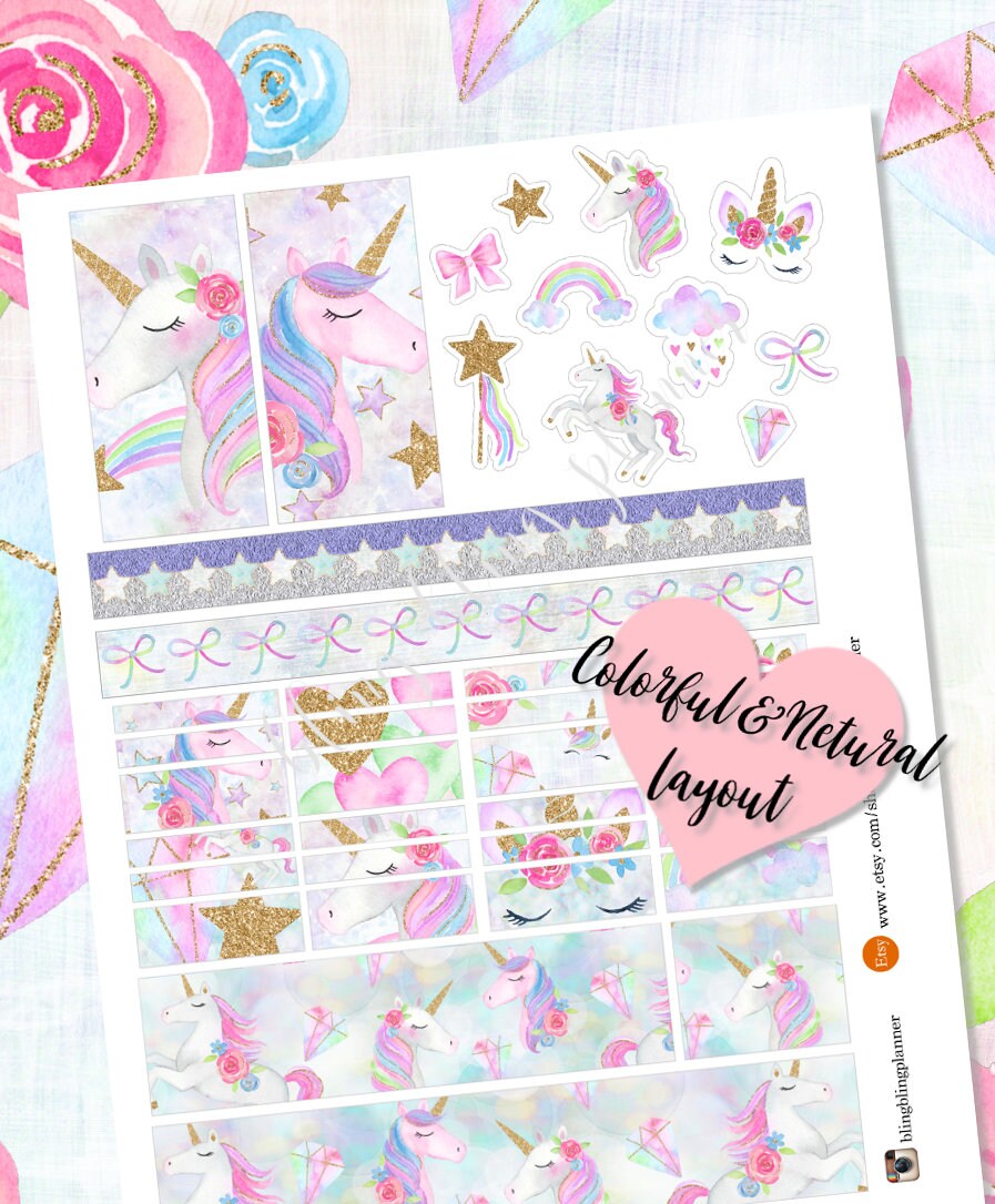 UNICORN PLANNER KIT Summer Planner Stickers Unicorn Planner - Etsy