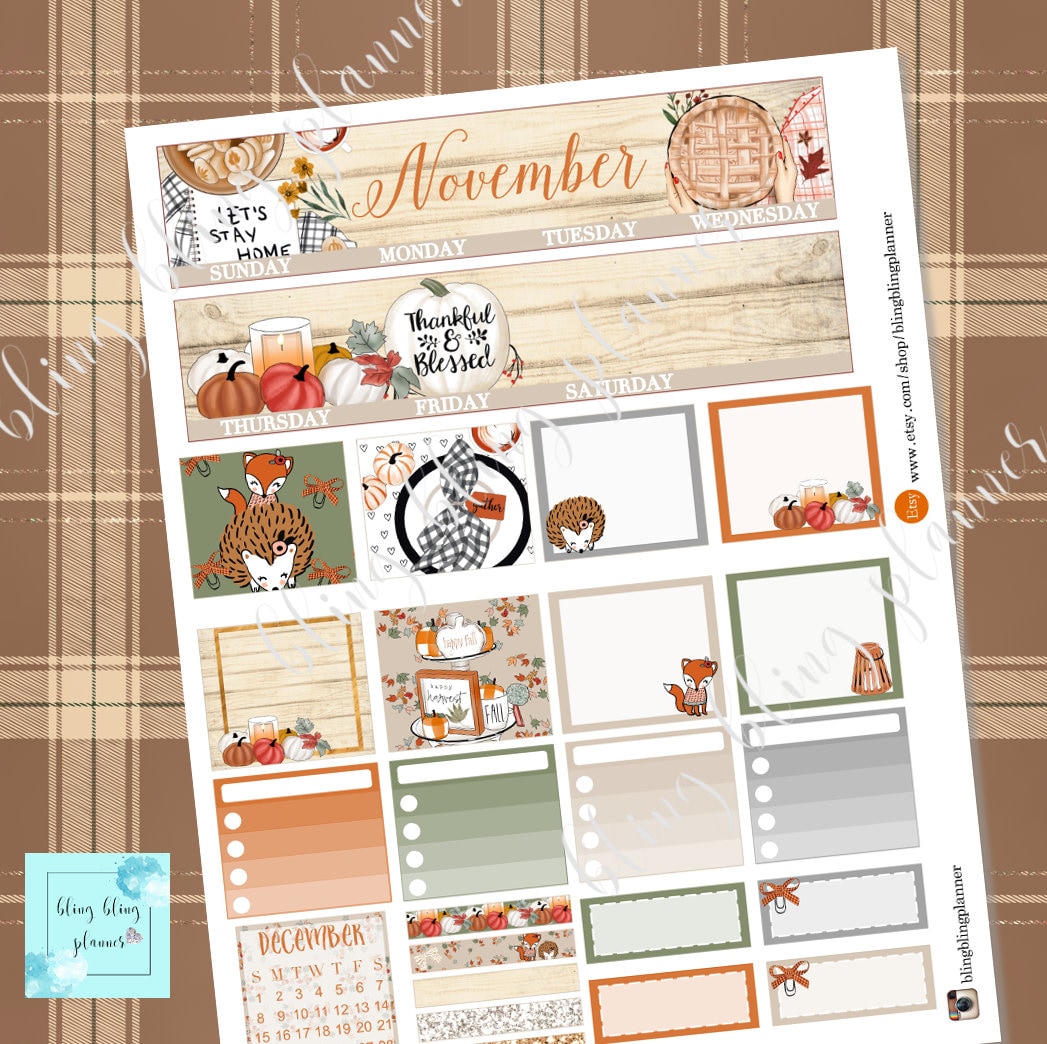 NOVEMBER MONTHLY KIT Printable Monthly Planner Kit November | Etsy