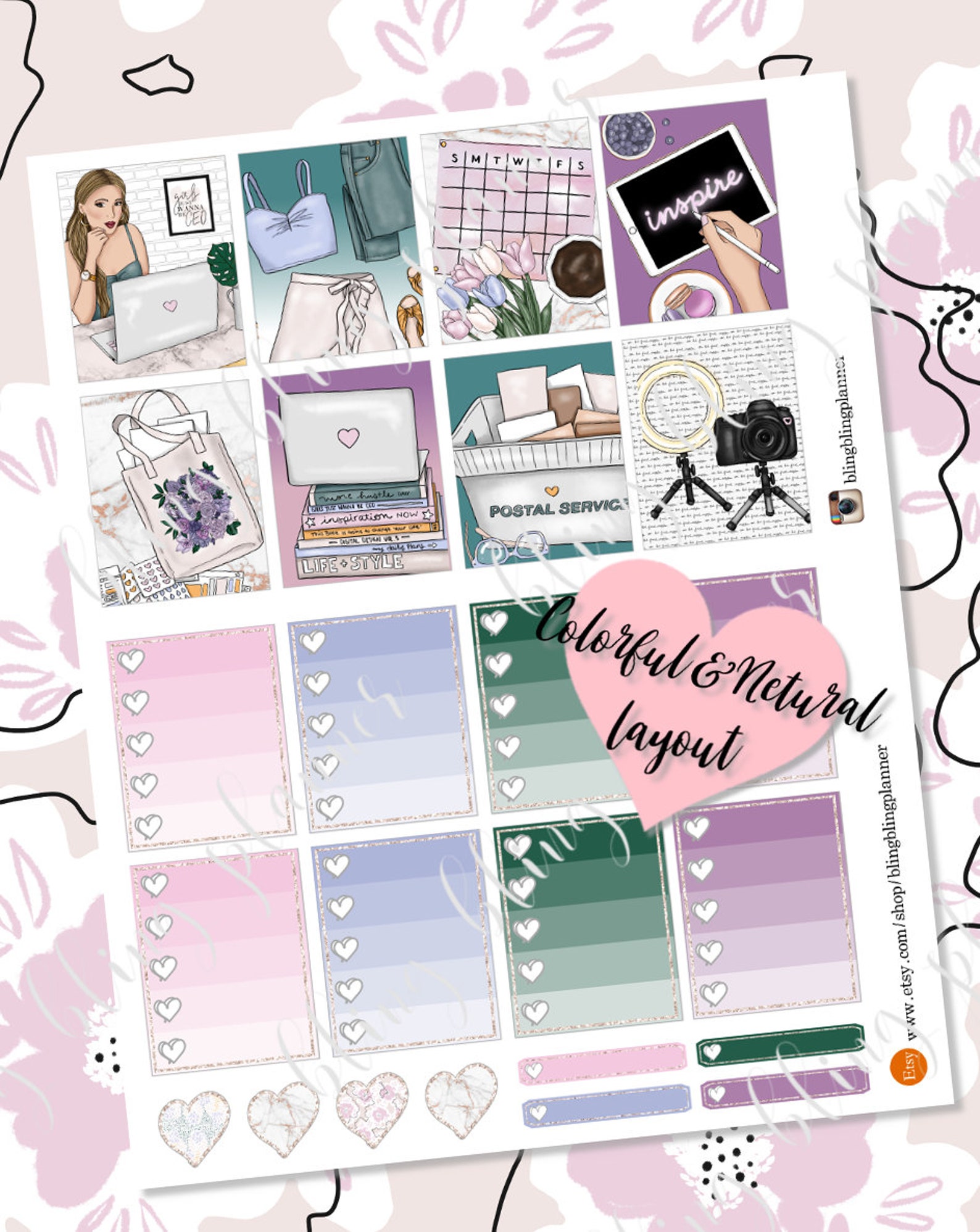 GIRL BOSS PRINTABLE Planner Stickers, Girl Boss Weekly Stickers ...