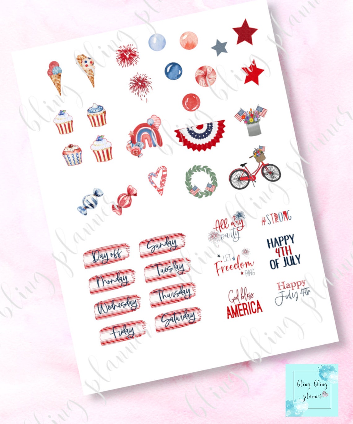 JULY 4TH PLANNER Stickers Independence Day Planner Stickers - Etsy