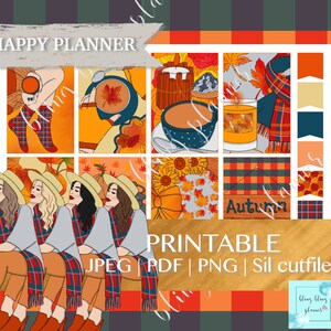 PRINTABLE Fall HAPPY PLANNER Stickers, Printable Pumpkin Stickers, Fall ...