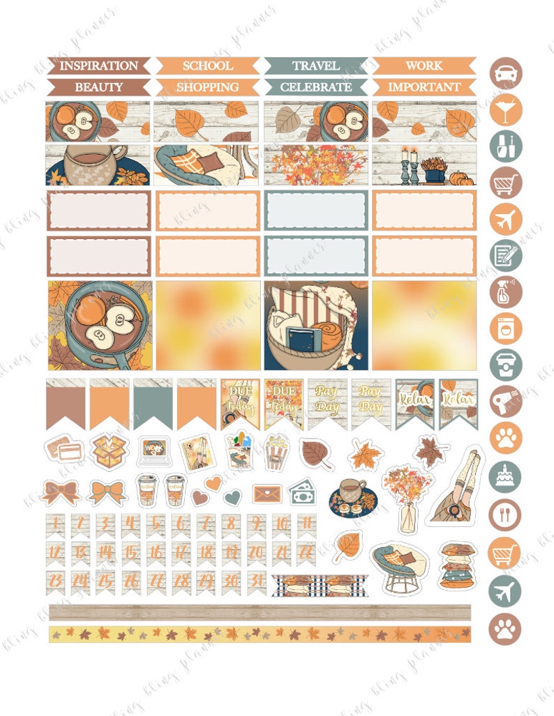 OCTOBER MONTHLY KIT Printable, Monthly Printable Planner Kit, Fall ...