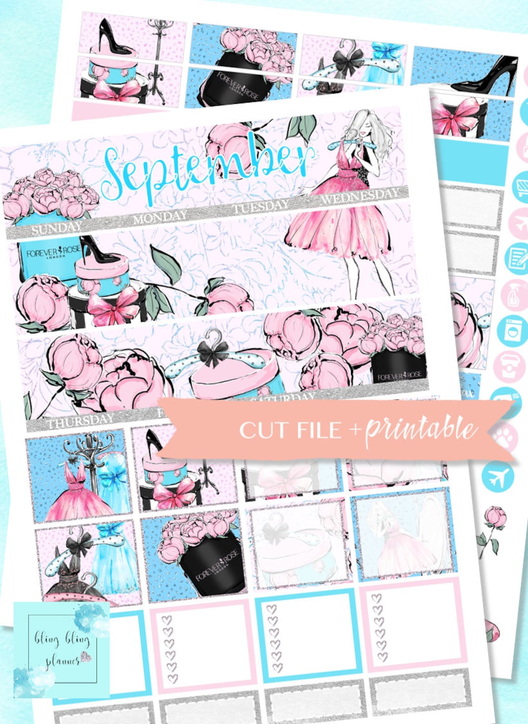 SEPTEMBER MONTHLY KIT Printable, Monthly Planner Kit, Fashion Girl ...