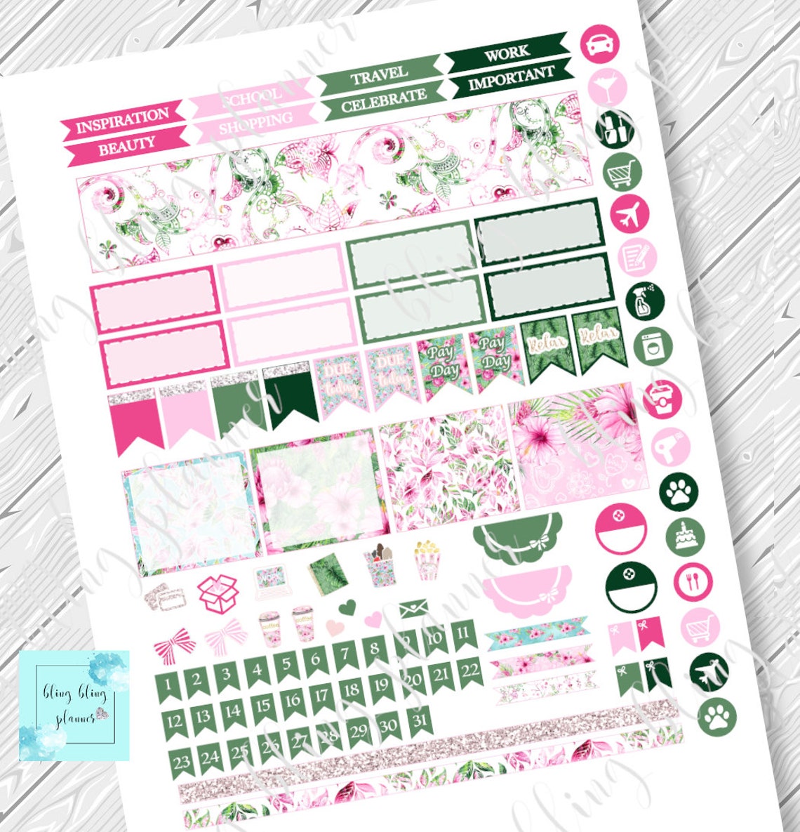 JUNE MONTHLY VIEW Summer Monthly Kit June Printable Planner - Etsy