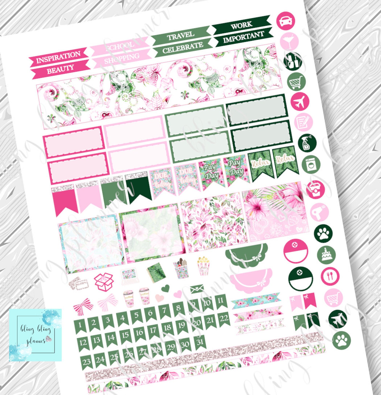 JUNE MONTHLY VIEW Summer Monthly Kit June Printable Planner - Etsy