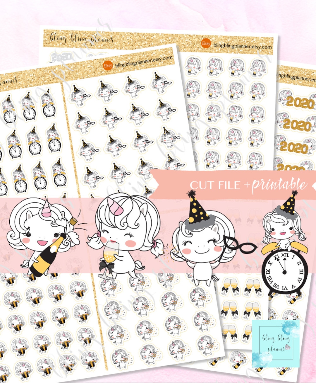 NEW YEAR PLANNER Stickers, Planner Deco Stickers, Printable 2020 ...