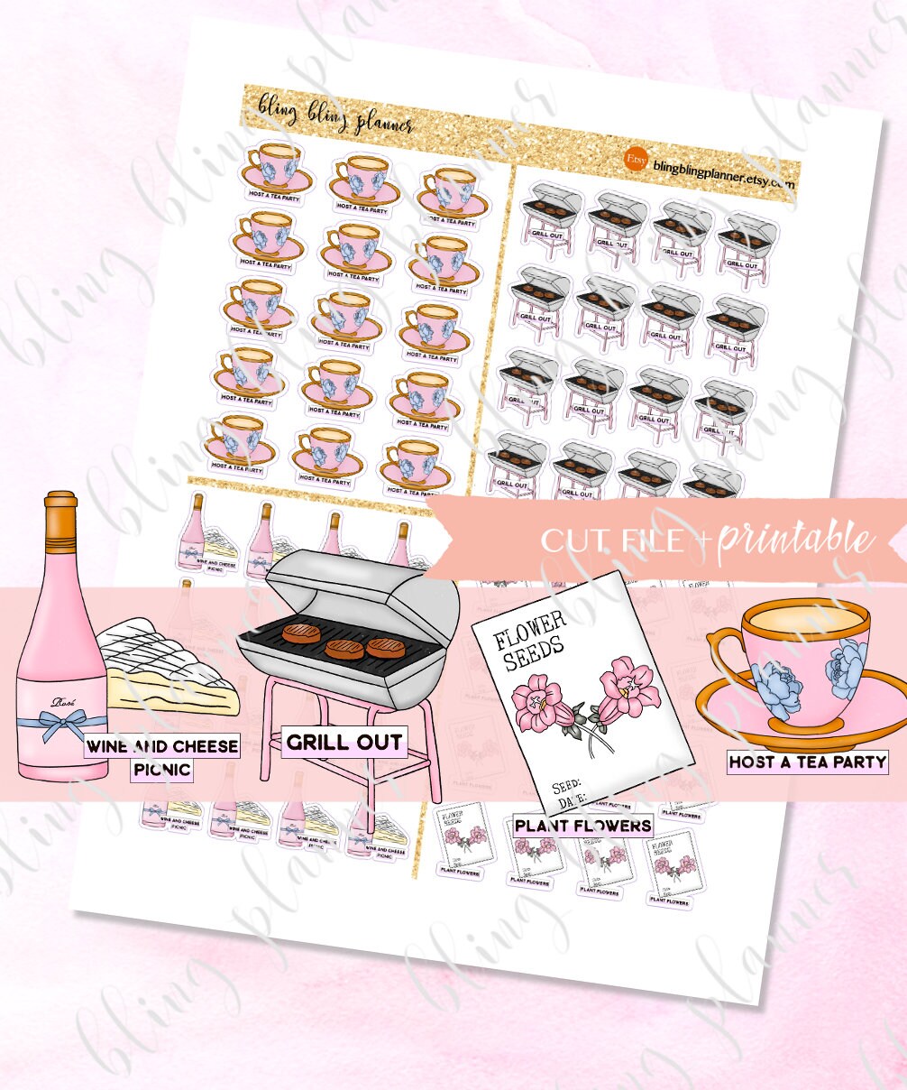 SPRING BUCKET LIST Stickers Printable Spring Bucket Stickers | Etsy