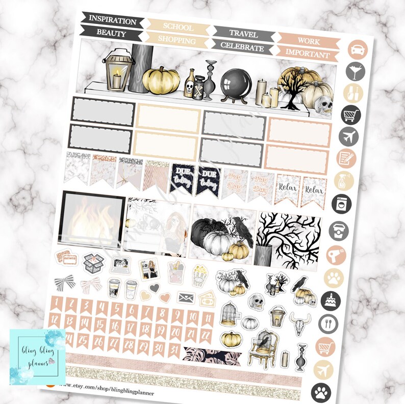 OCTOBER MONTHLY KIT Printable, October Monthly View, Halloween Monthly ...