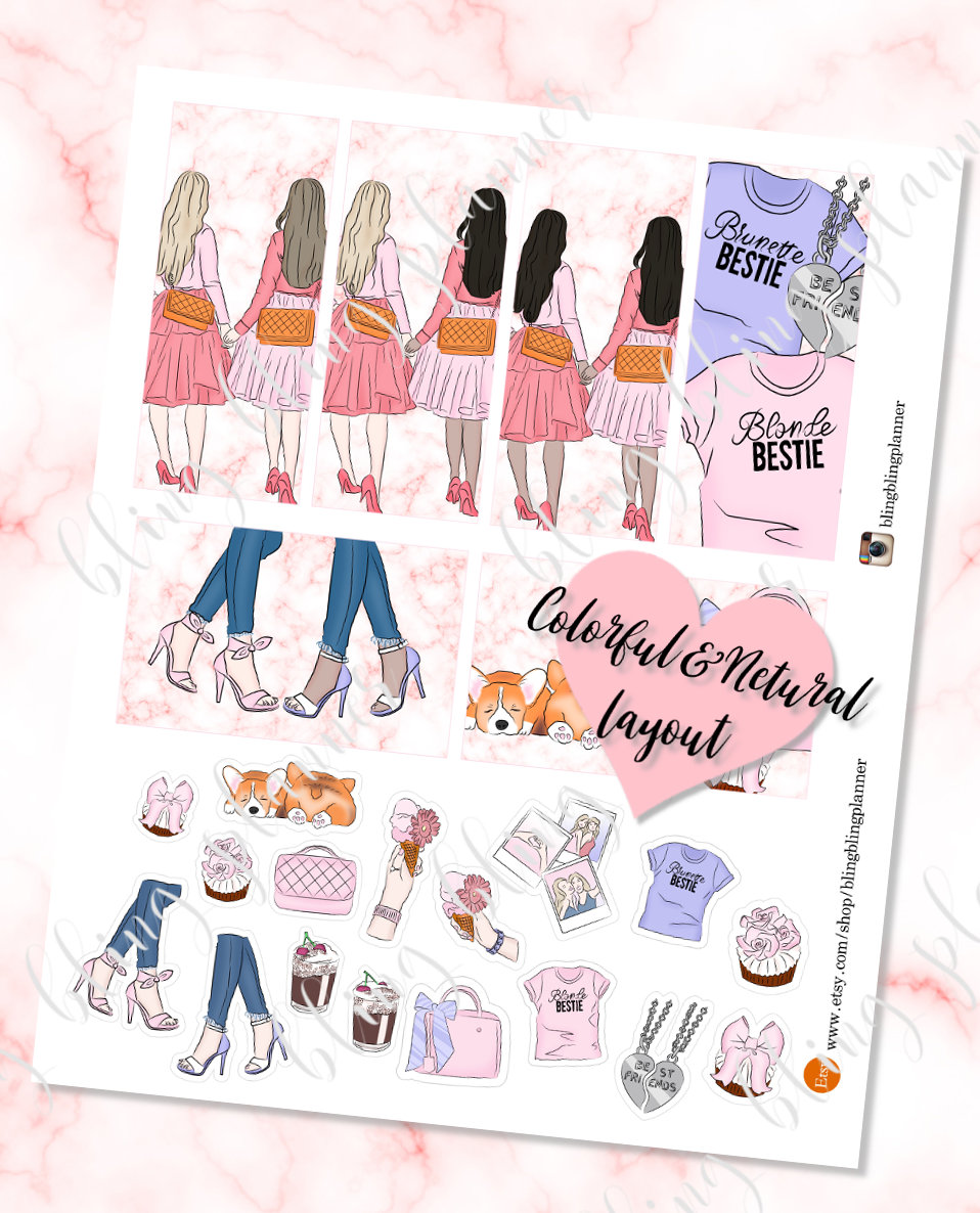 BFF PRINTABLE PLANNER Stickers Friendship planner stickers | Etsy