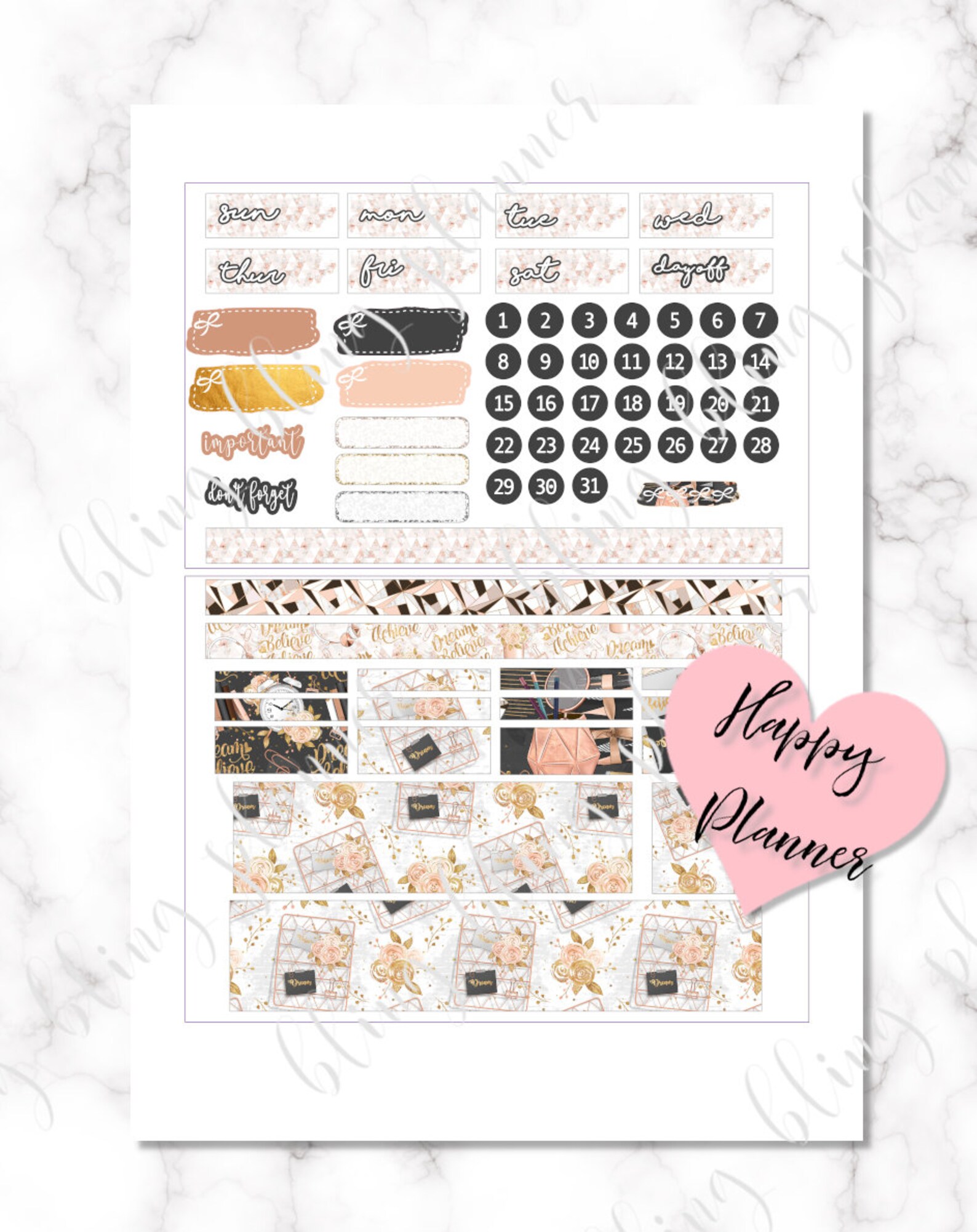 HAPPY PLANNER GIRL Sticker Printable Girl Boss Happy Planner - Etsy