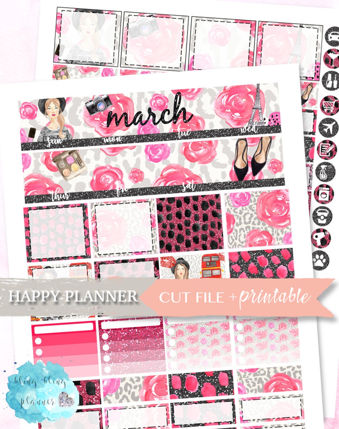 MARCH MONTHLY KIT, Happy Planner Monthly Kit, Happy Planner Stickers ...