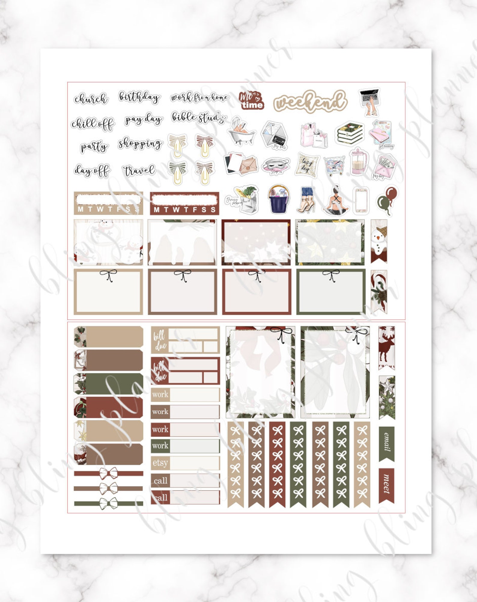 HOLIDAY PRINTABLE PLANNER Stickers Winter Printable Stickers - Etsy