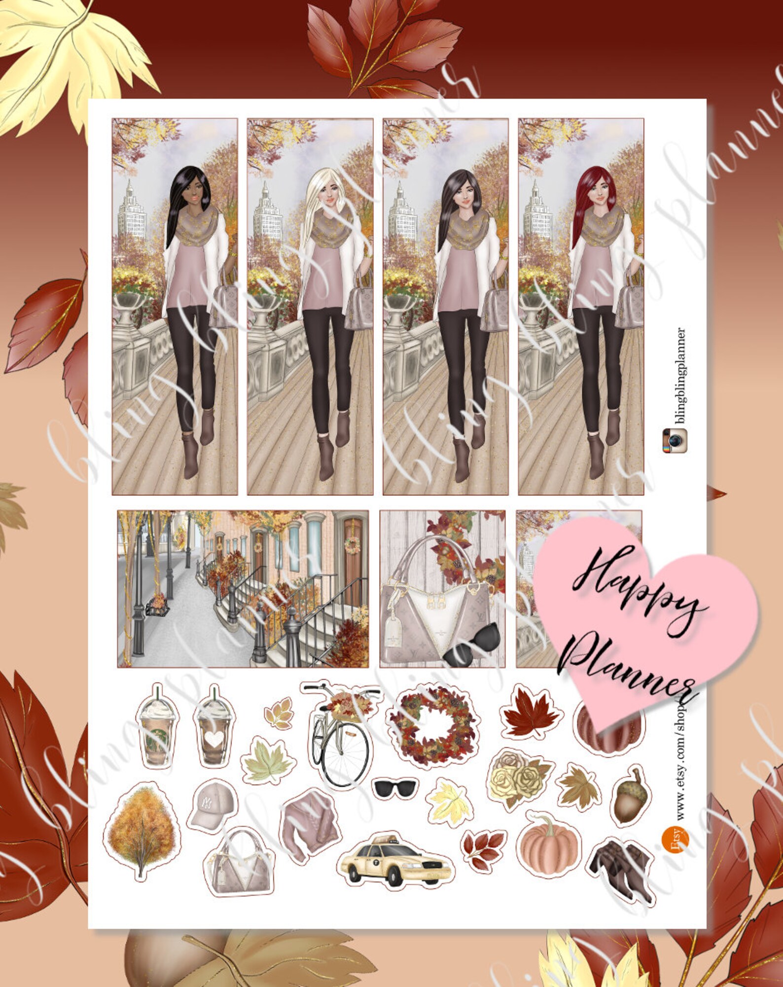 PRINTABLE HAPPY PLANNER Sticker Fall Weekly Kit Printable - Etsy