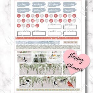 WINTER HAPPY PLANNER Stickers, Snow Printable Planner Stickers ...