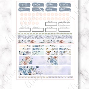SEASHELL PLANNER STICKER Printable, Blue Floral Printable Sticker ...