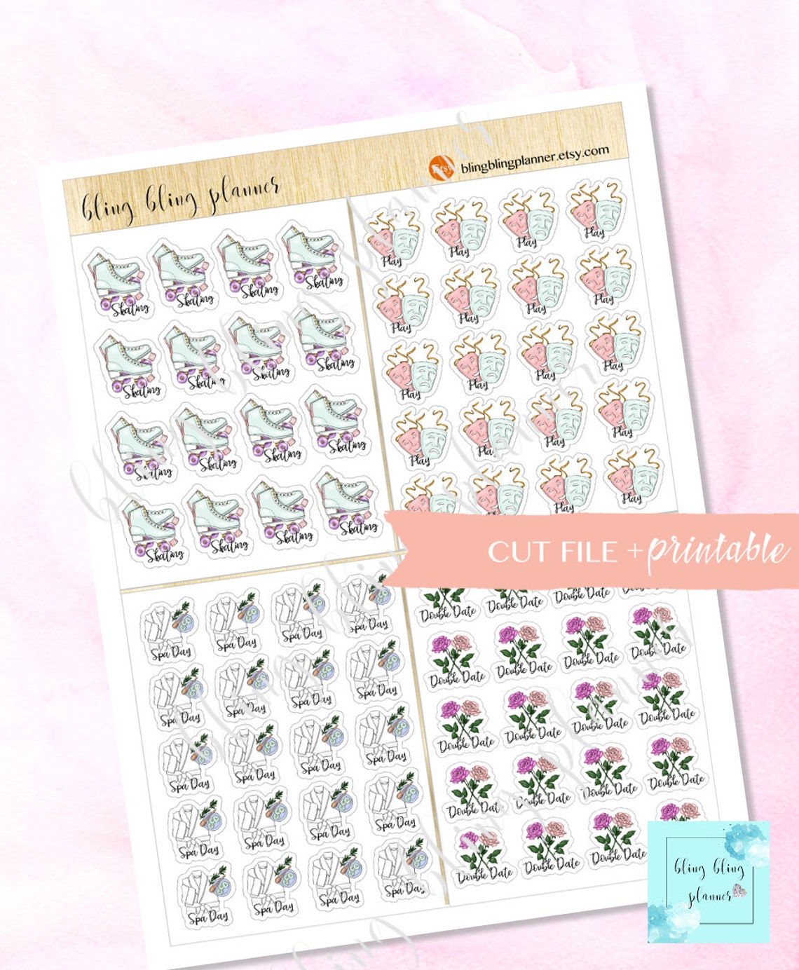 PRINTABLE PLANNER ICON Stickers, Printable Planning Stickers, Spa Day ...
