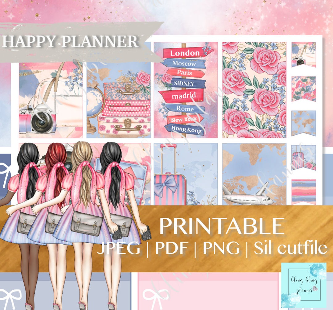 HAPPY PLANNER Travel STICKERS, Printable Happy Planner Stickers, Summer ...
