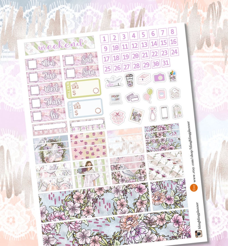 PRINTABLE PLANNER STICKERS Spring Planner Weekly Kit Flower - Etsy