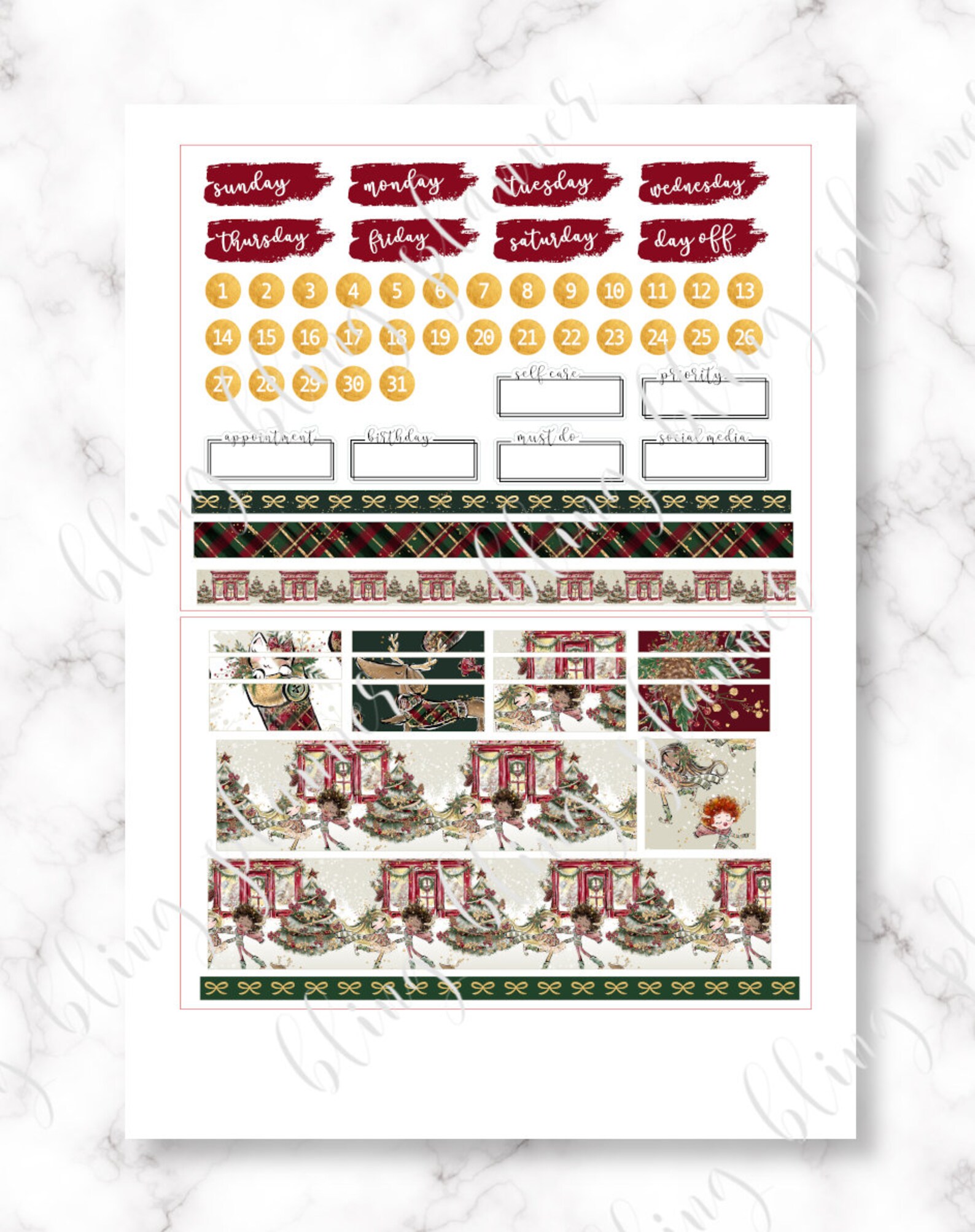 PRINTABLE CHRISTMAS PLANNER Stickers Christmas Planner - Etsy