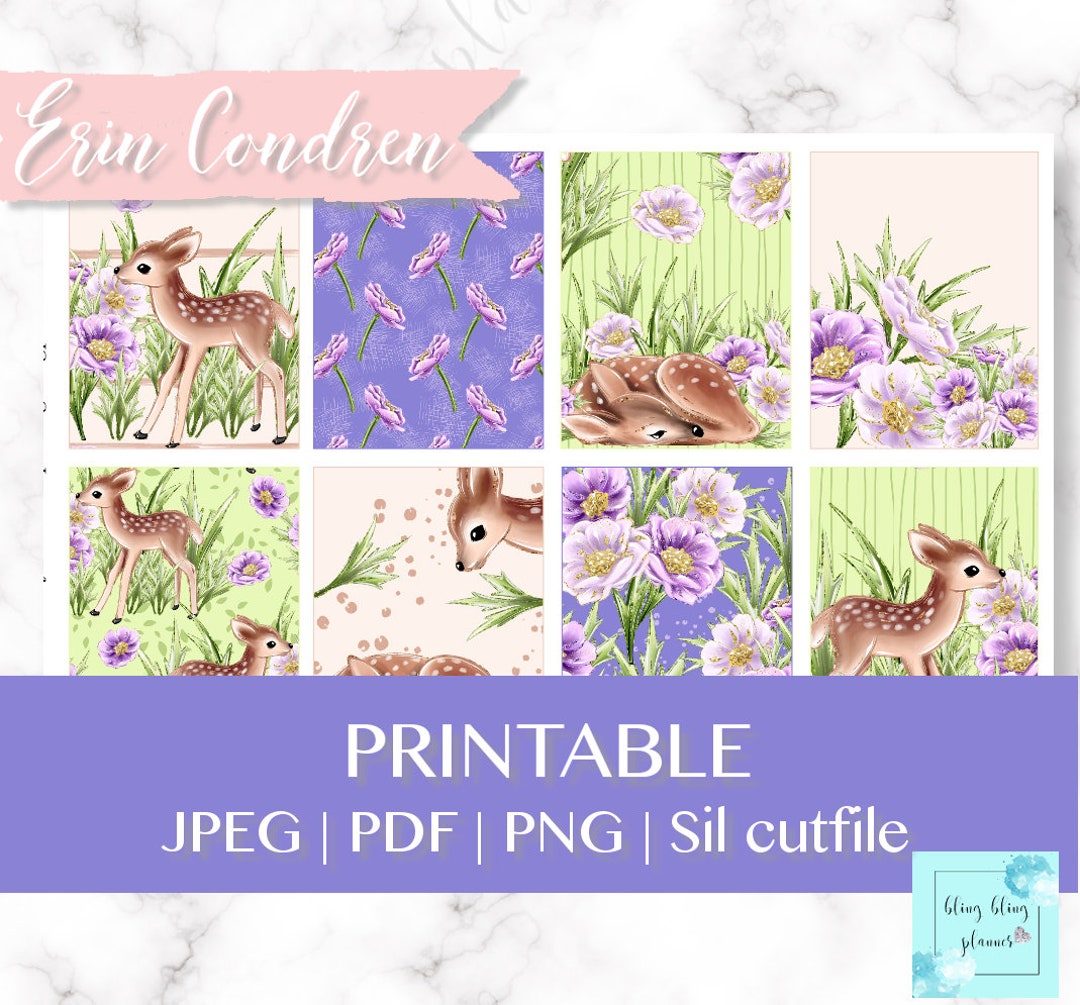 SPRING DEER Printable Stickers, Printable Planner Stickers, Spring ...
