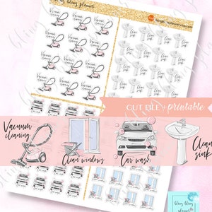 CLEANING PLANNER Stickers, Printable Household Stickers, Change Towel ...