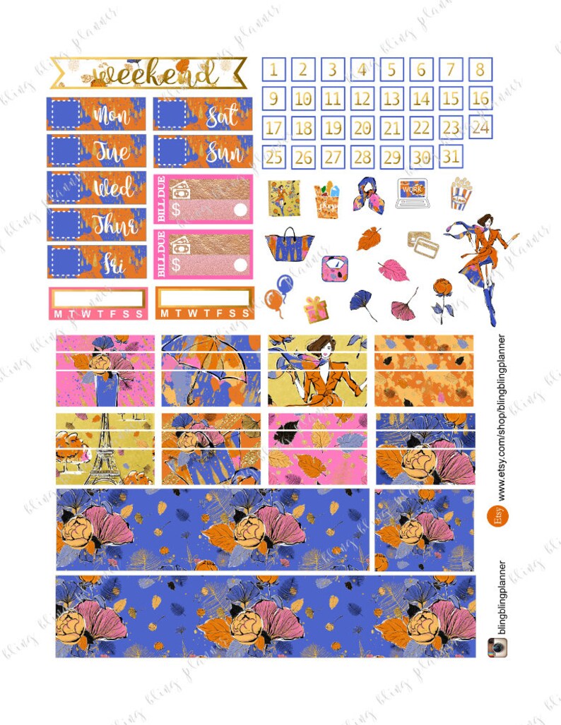 FALL PLANNER PRINTABLE Fall Girl Stickers Fall Printable - Etsy