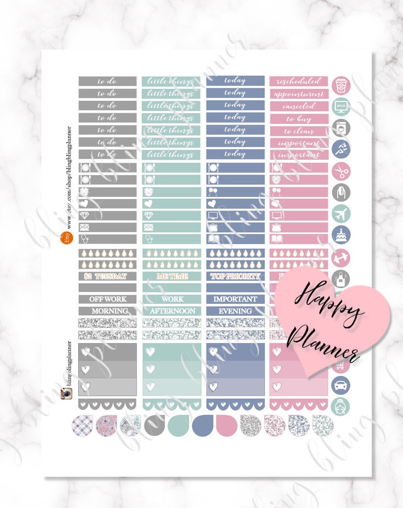 WINTER Happy PLANNER STICKER Kit, Printable Happy Planner Sticker Set ...