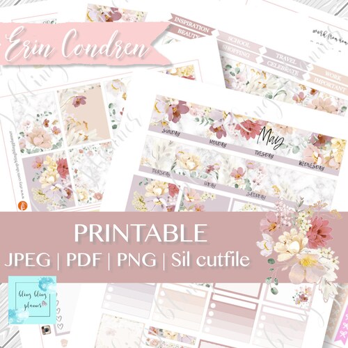 MAY MONTHLY PLANNER Kit Printable Flower Weekly Sticker Kit - Etsy