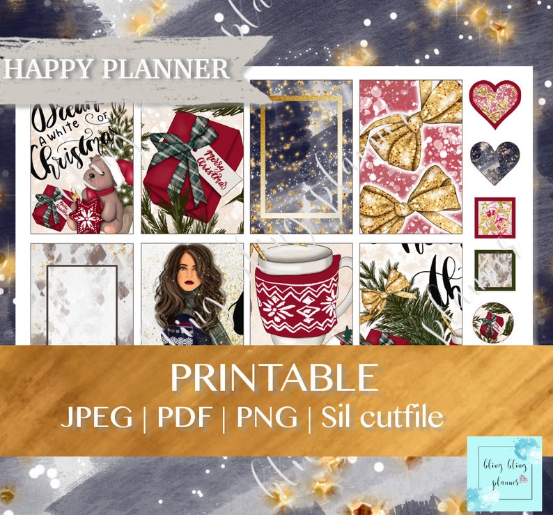 HAPPY PLANNER Christma STICKERS happy planner printable | Etsy