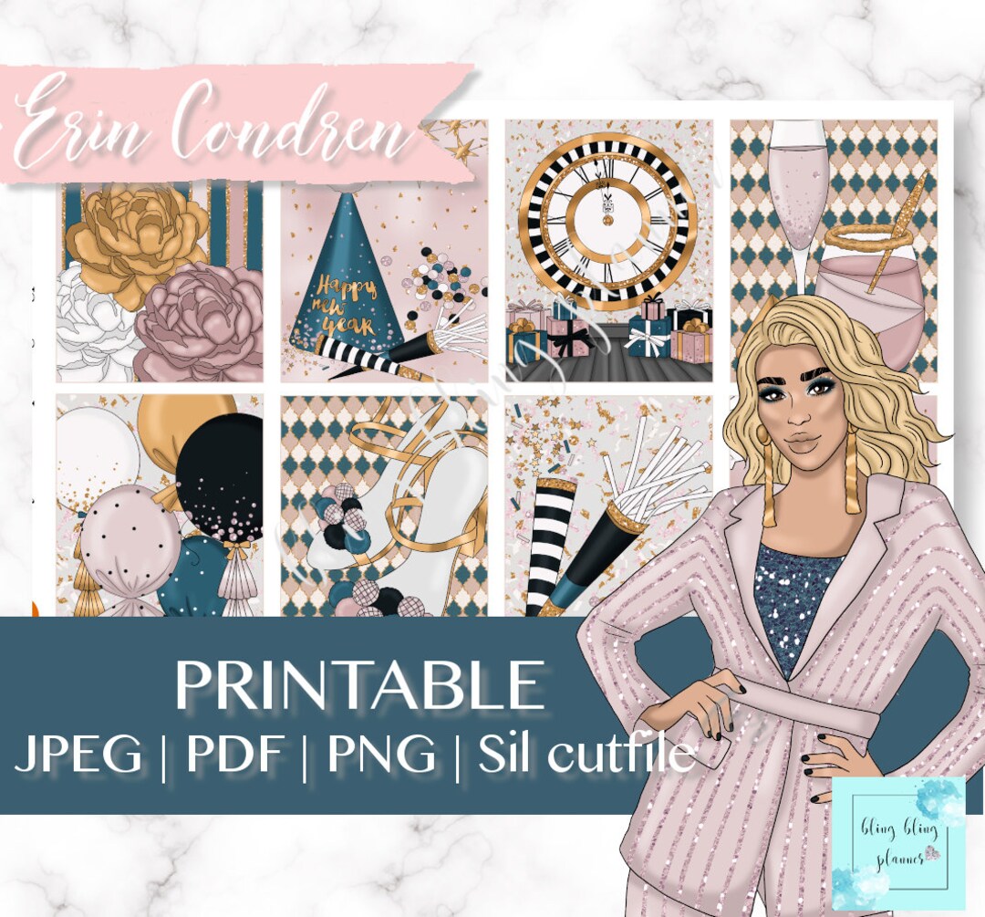 CELEBRATE NEW YEAR Stickers, Printable New Year Planner Stickers, 2021 ...