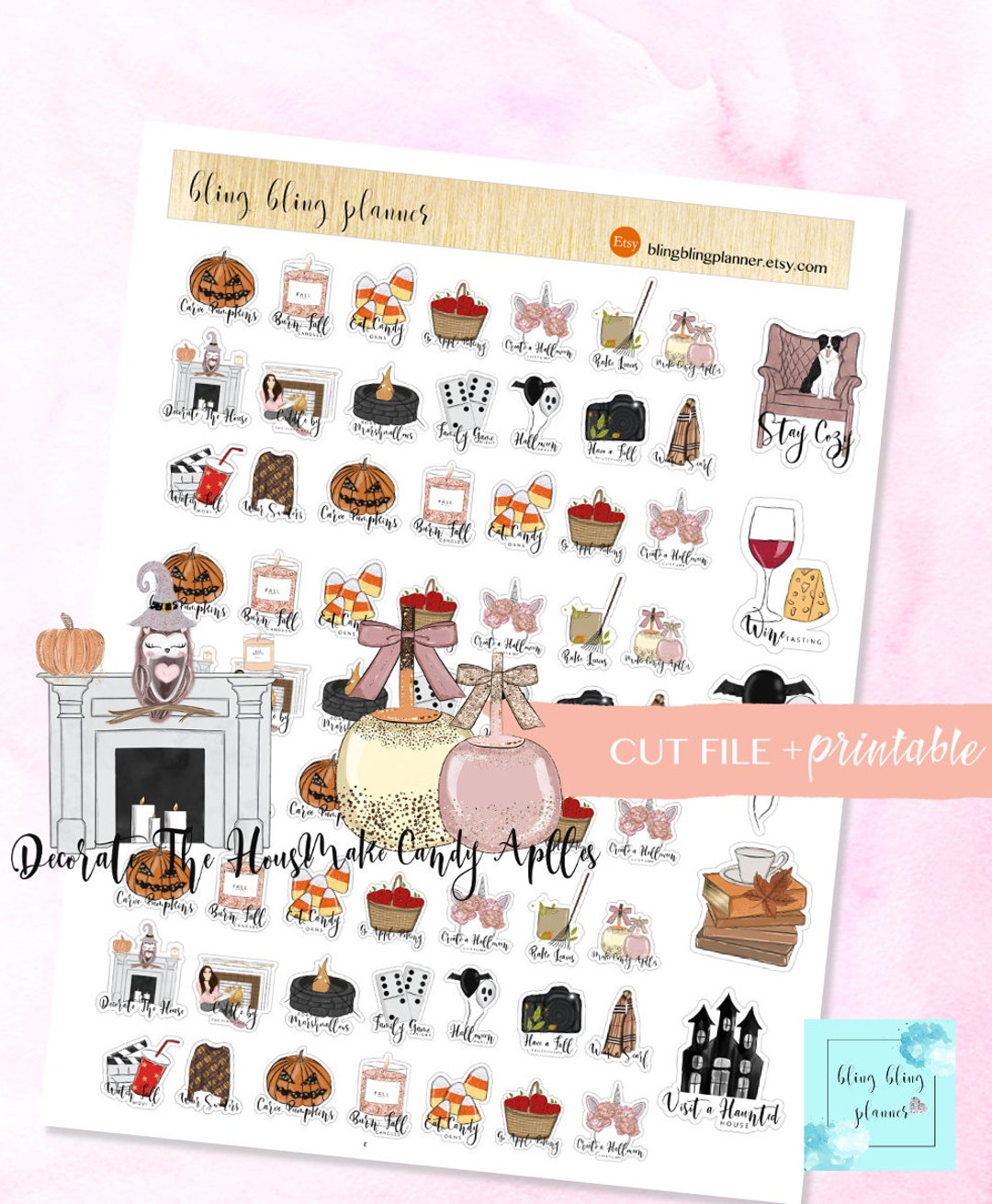 FALL BUCKET LIST Stickers, Printable Fall Bucket Stickers, Planner ...