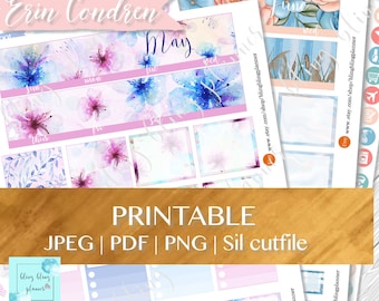 MAY MONTHLY VIEW, May Monthly Kit, Printable Planner Stickers, Summer ...