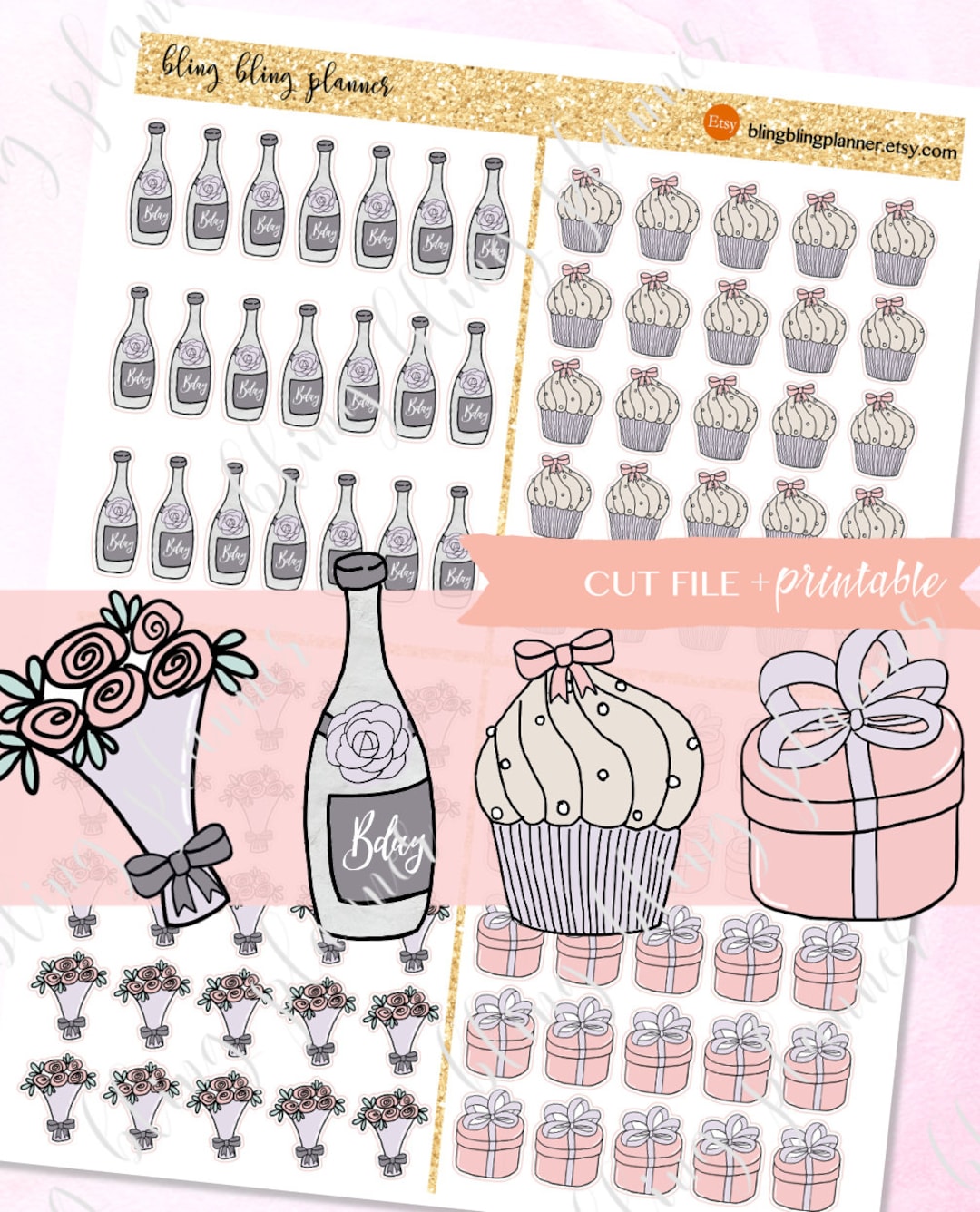 BIRTHDAY PLANNER STICKERS, Birthday Printable Stickers, Celebration ...