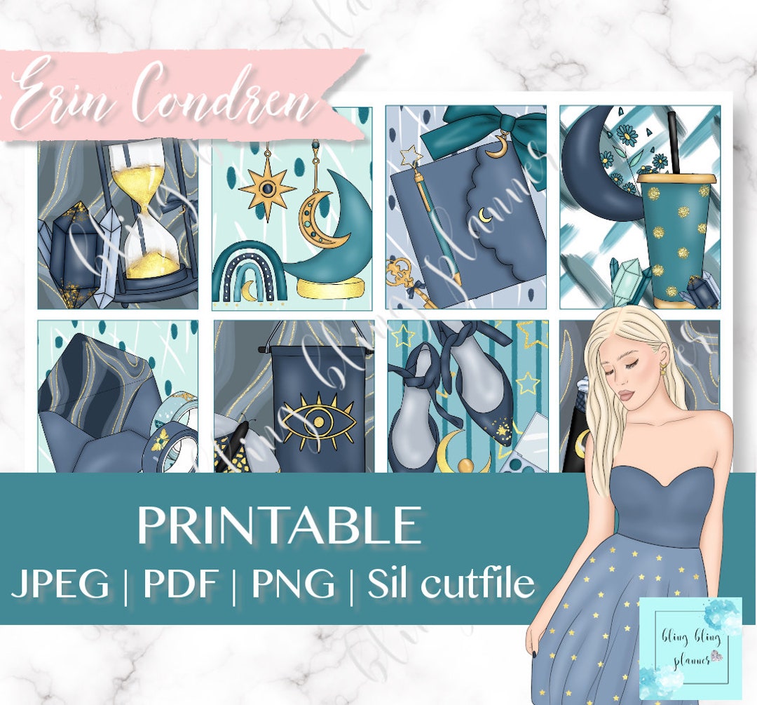 CELESTIAL PLANNER STICKER, Printable Moon Planner Stickers, Celestial ...