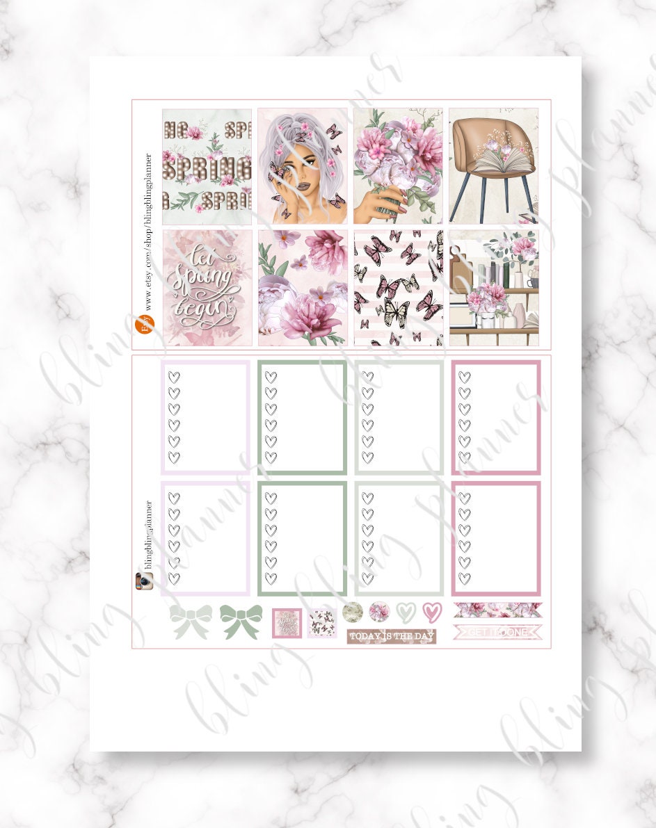 SPRING PRINTABLE PLANNER Stickers Floral Printable Stickers - Etsy