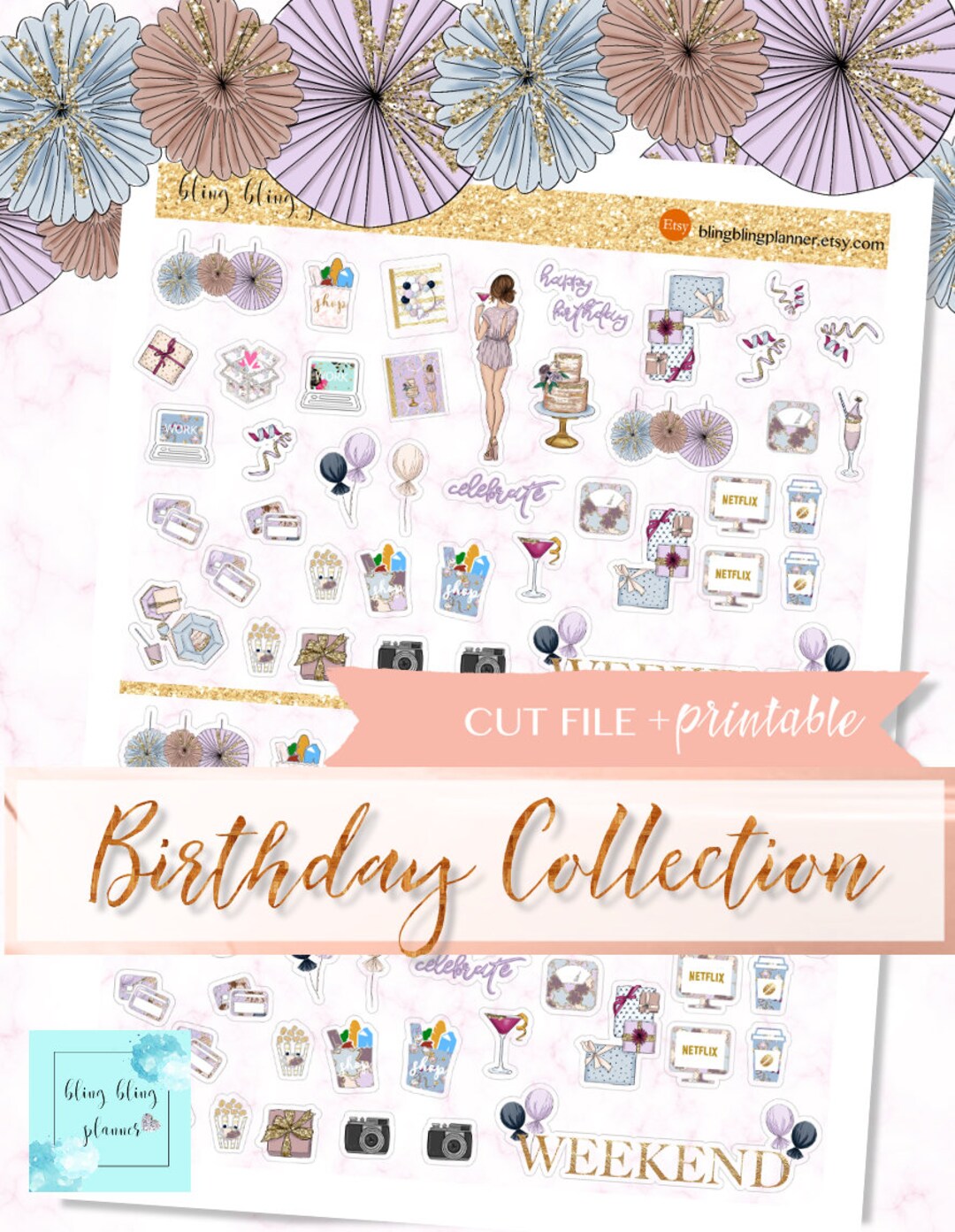 BIRTHDAY PLANNER STICKERS, Celebration Stickers, Printable Planner ...