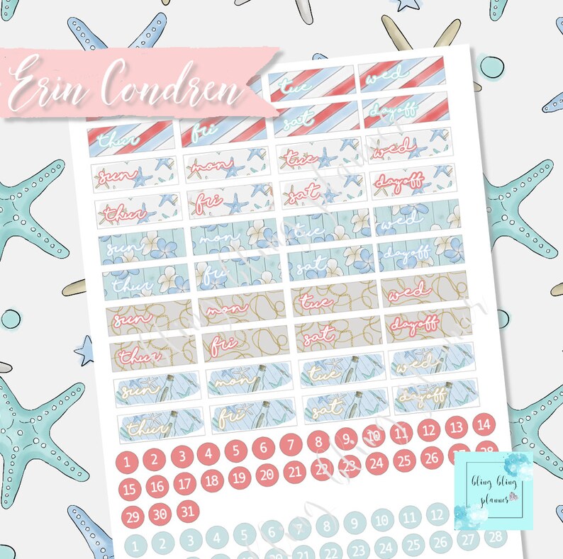 PRINTABLE FUNCTIONAL STICKERS, Bow Clip Printable, Printable Date Cover ...