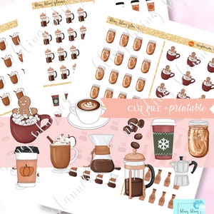 PRINTABLE COFFEE Stickers, Printable Hot Coffee Stickers, Printable ...