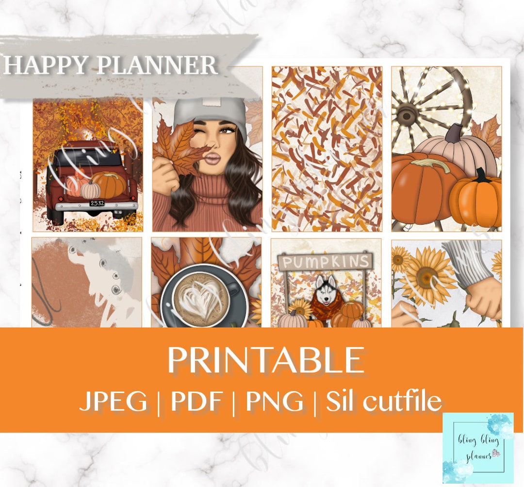 PRINTABLE FALL Happy PLANNER Sticker, Autumn Happy Planner Sticker ...
