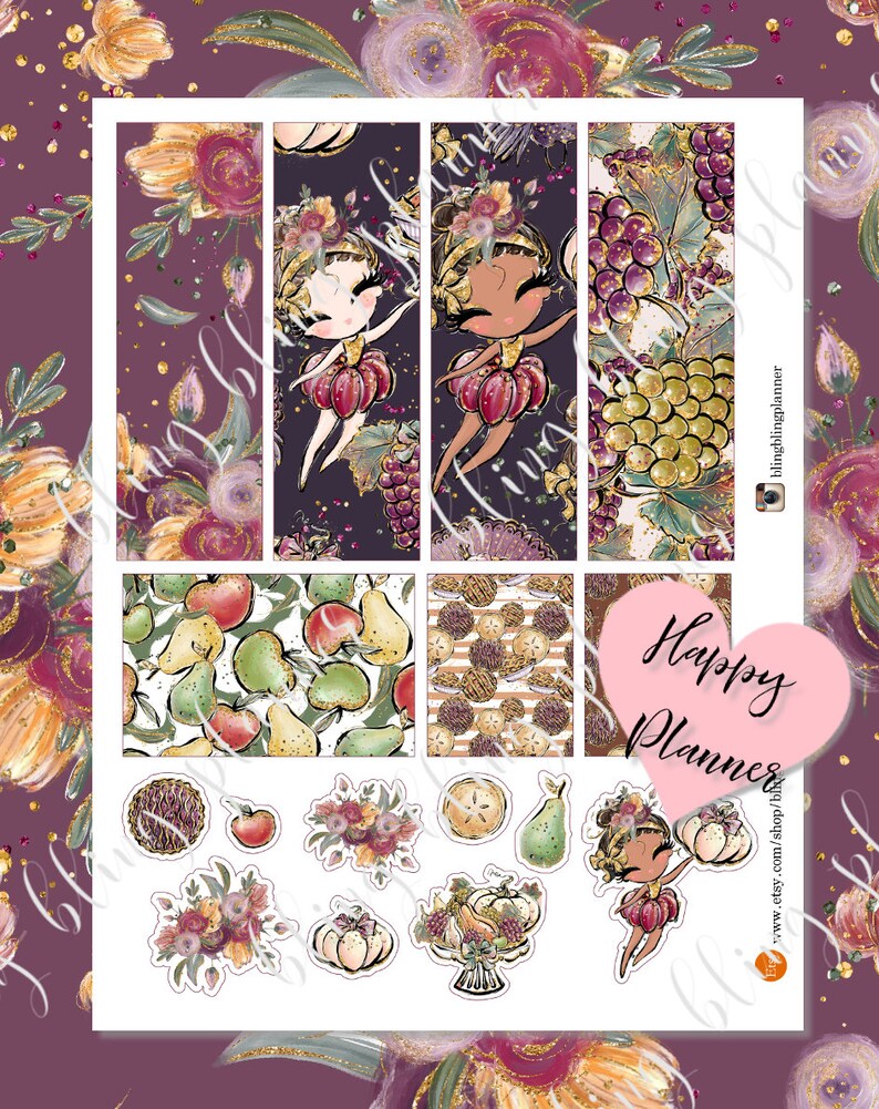 HAPPY PLANNER FALL Planner Sticker Thanksgiving Printable | Etsy