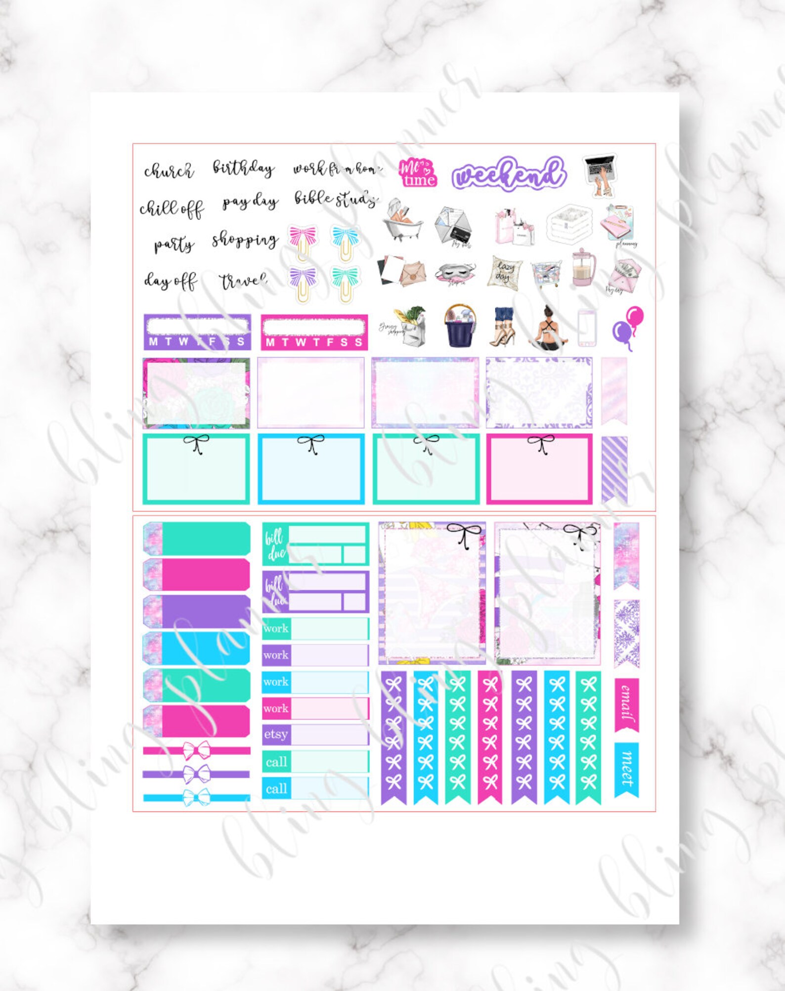 SUMMER PRINTABLE PLANNER Stickers Swimming Pool Planner | Etsy