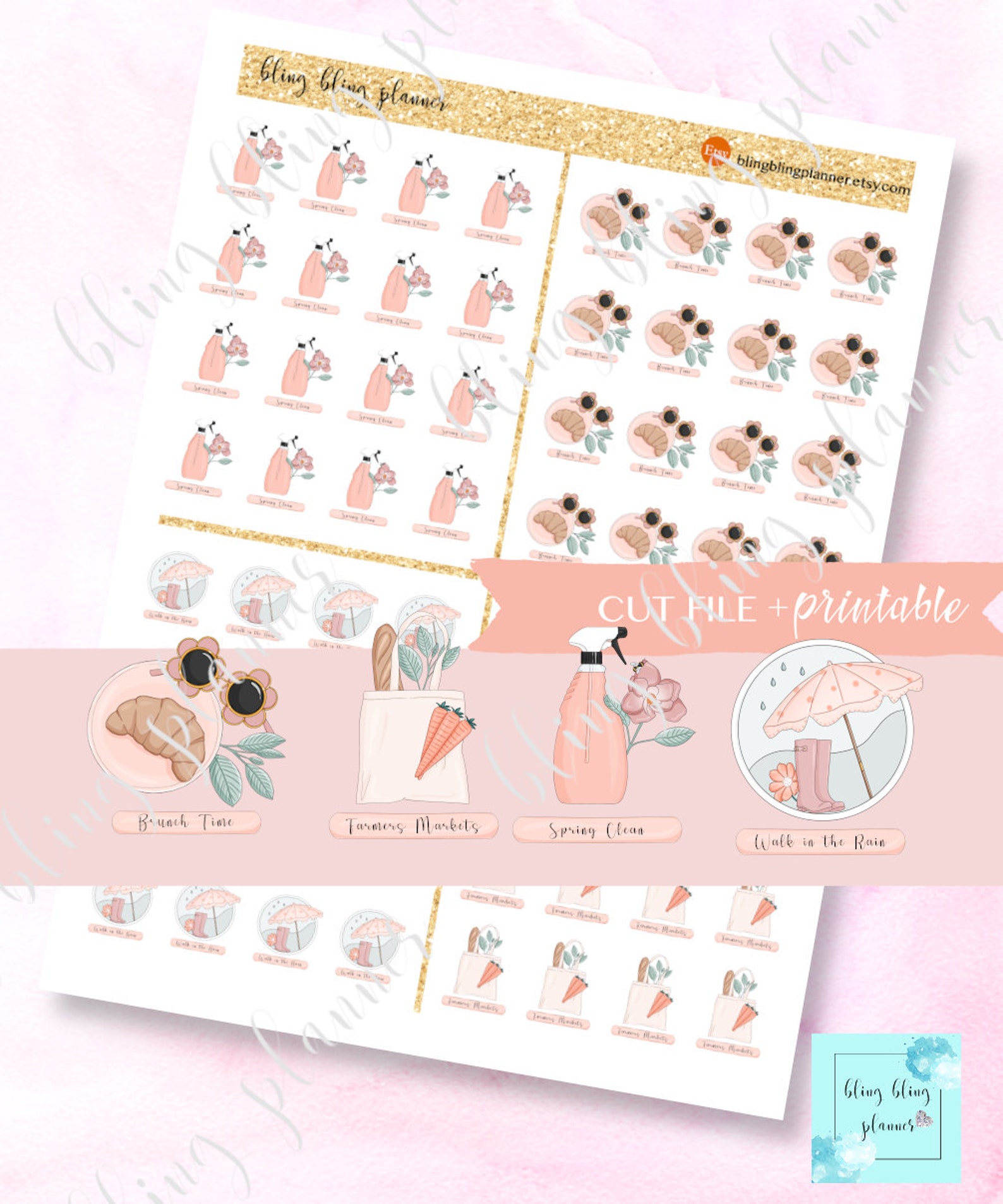 SPRING BUCKET LIST Stickers Printable Spring Bucket Stickers - Etsy